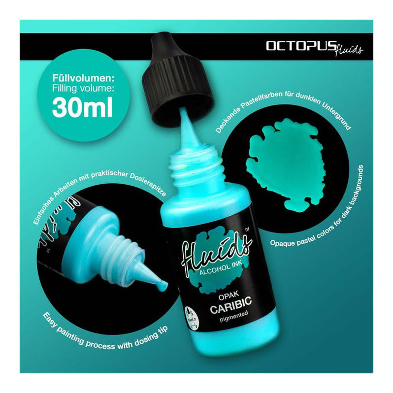 Alcohol Ink - Octopus Fluids Opak Caribic Blue 30ml — Officecentre