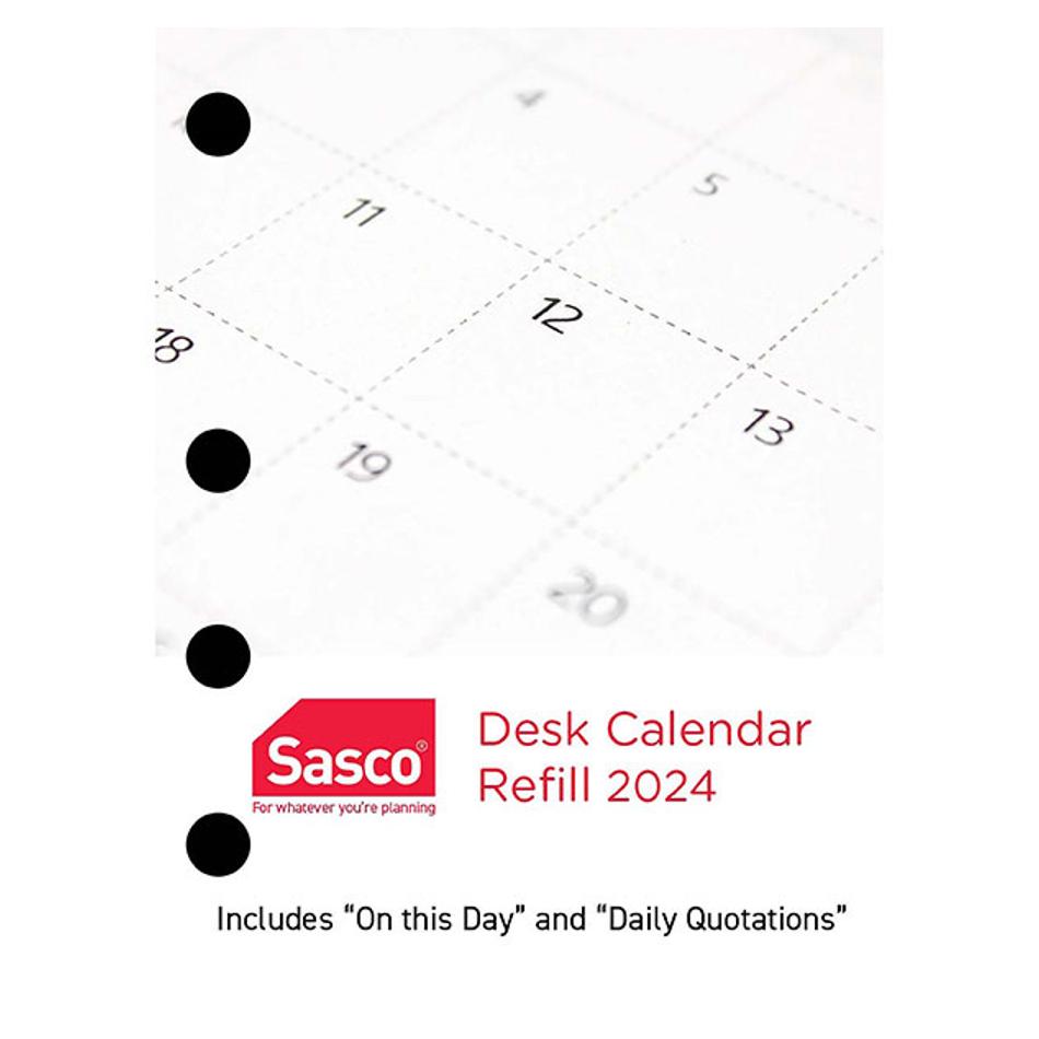 Sasco 2024 Desk Calendar Refill Side Hole Day To A Page SHCR24 ...
