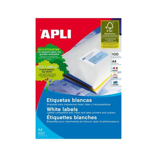 Apli labels a4 70x37mm square 100 sheets — Officecentre
