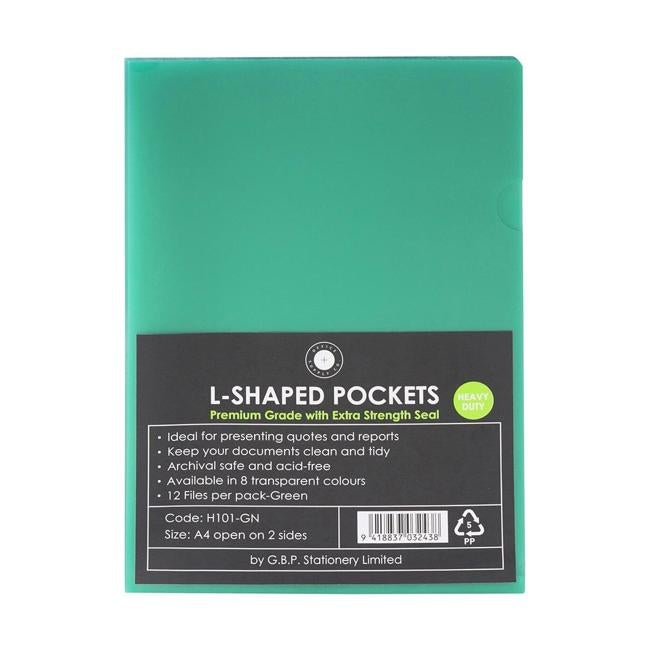 OSC L Shaped Pockets A4 Green Pack 12 — Officecentre